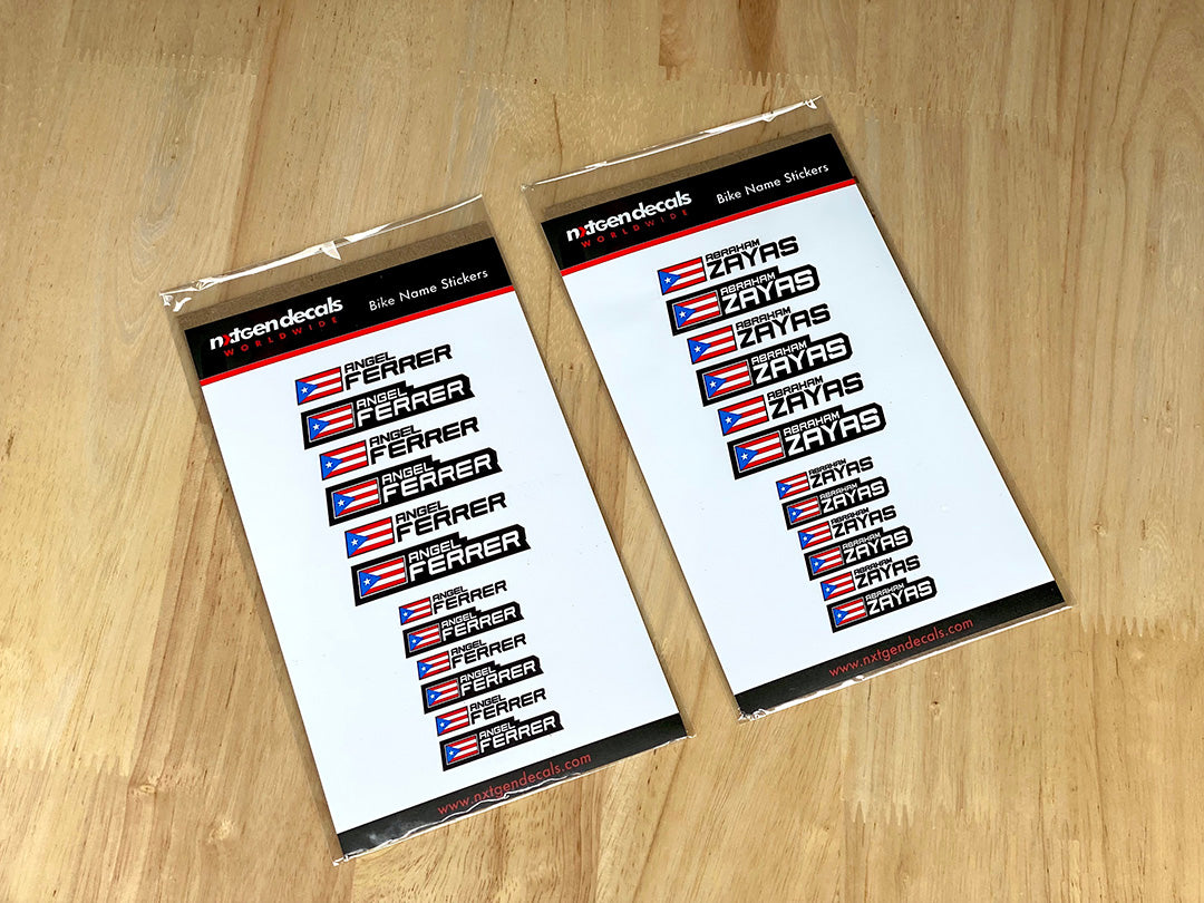 Custom Bike Name Stickers - 12 Pack – NxtGen Decals