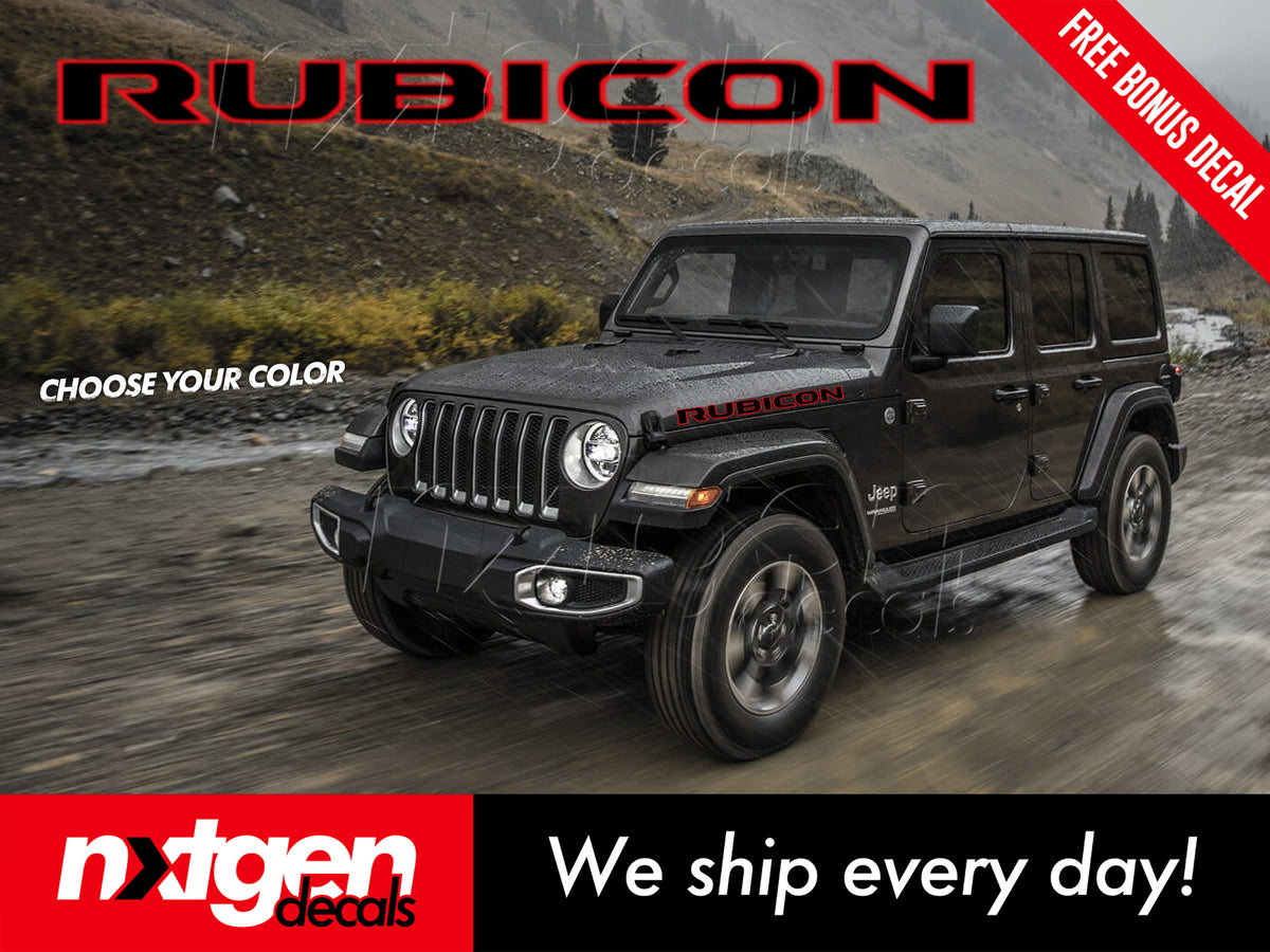 Jeep RUBICON Hood Vinyl Decals Wrangler JL JT 2018 2022 – NxtGen Decals