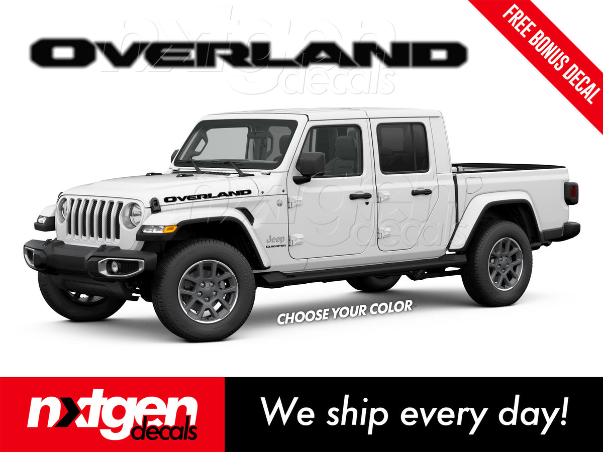 Jeep OVERLAND Hood Vinyl Decals JL JT 2018 2022 – NxtGen Decals
