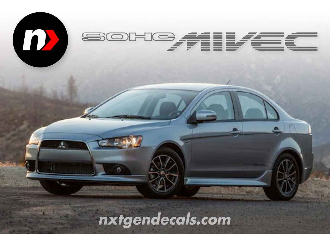 SOHC MIVEC Vinyl Decals Stickers Side Lancer Outlander Mirage JDM (Set ...